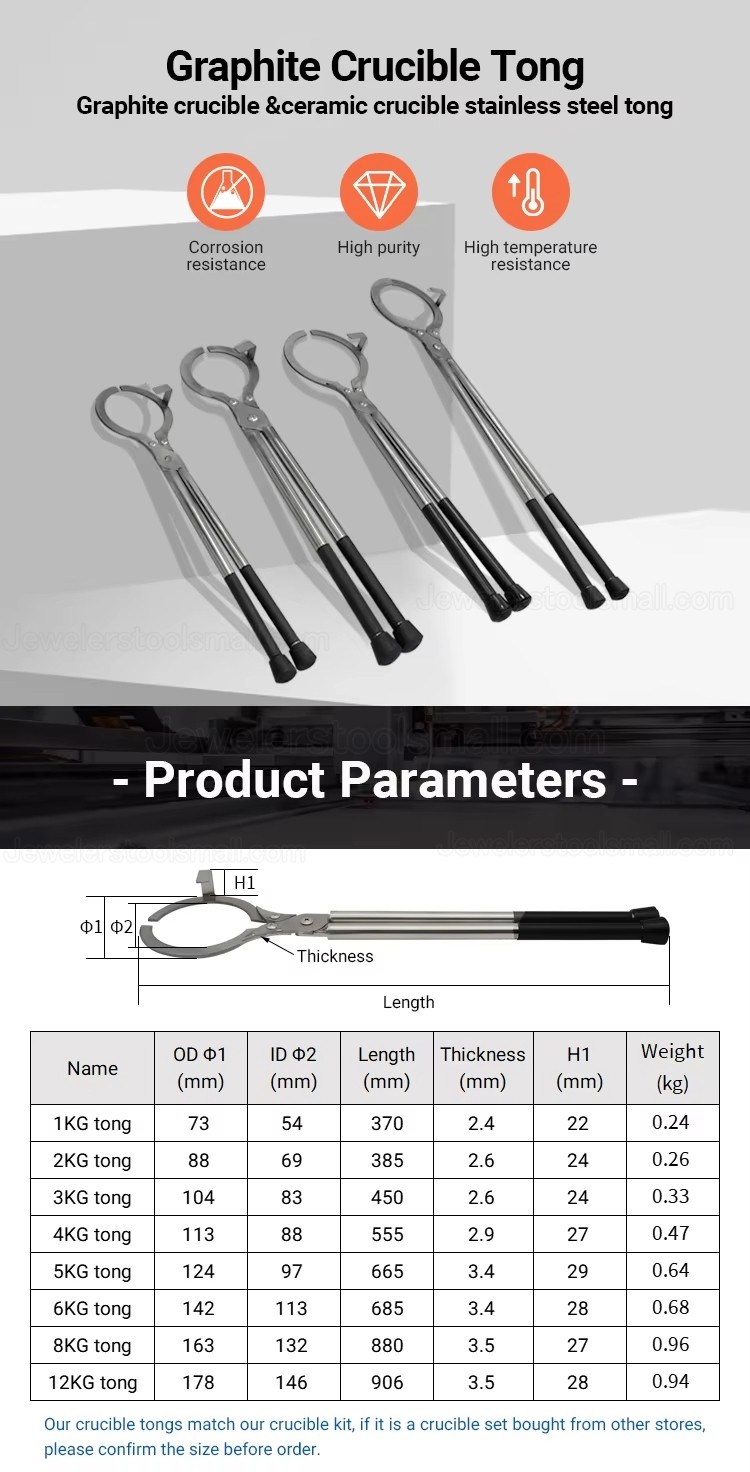1-8KG Foundry Crucible Pouring Tongs Graphite Ceramic Crucibles Pliers ...